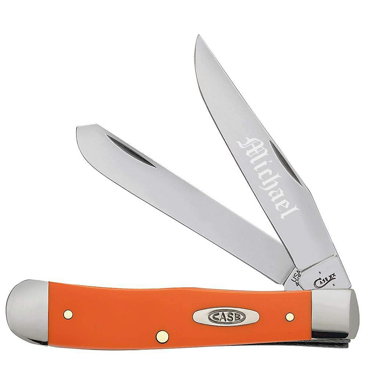 Personalized Case Orange Synthetic Smooth Trapper with Free Laser Engraving