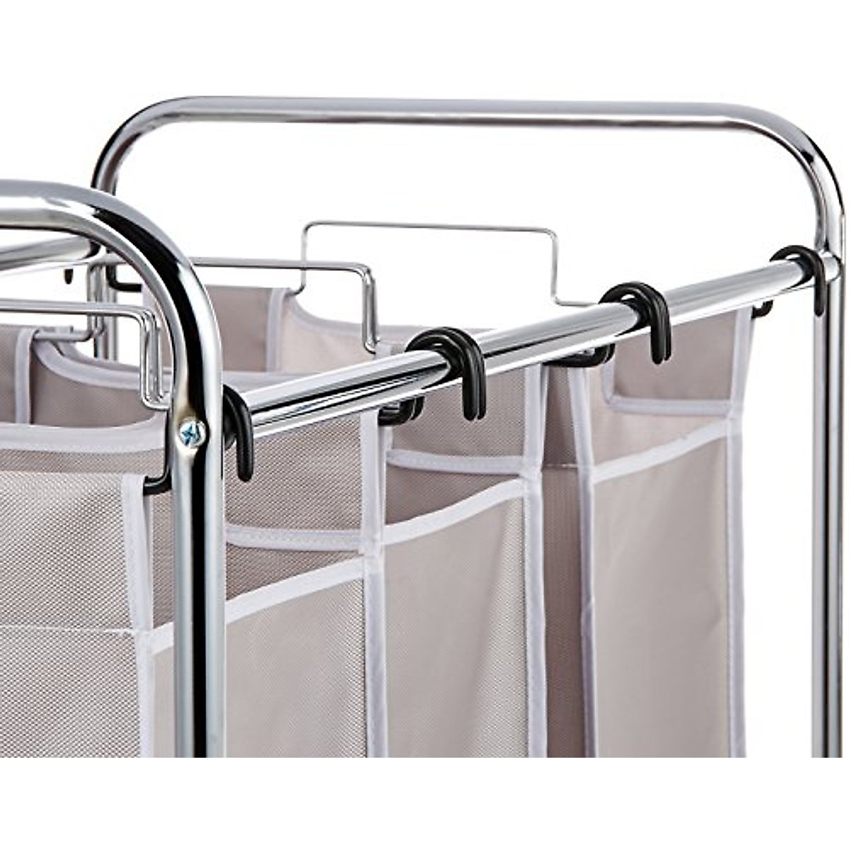 Amazon Basics 3-Bag Rectangular Laundry Hamper Sorter Basket, Grey