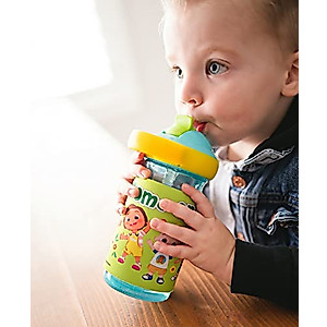 The First Years Chill & Sip Cocomelon Kids Water Bottle - Insulated Toddler Straw Cups with Flip Top and Protective DropGuard - 12 Oz - Ages 24 Months and Up