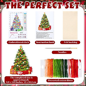 Riceshoot Christmas Cross Stitch Kit Counted Cross Stitch Christmas Tree Hanging Ornament Kit DIY Embroidery Gift for Women and Men, 5.9 x 4.13 Inches