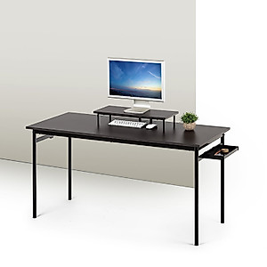 ZINUS Tresa Metal Storage and Monitor Stand Workstation with Espresso Finish, Computer Desk, Easy Assembly, Medium, Black