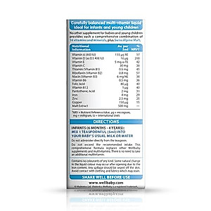 Vitabiotics Wellbaby Multi-Vitamin Liquid - Immune System Multivitamin for Infants and Babies Ages 6 Months to 4 Years - 150mL