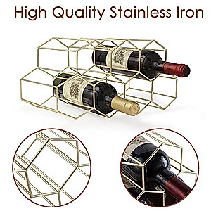 FOMANSH Countertop Wine Rack - 7 Bottle Holder for Wine Storage, Freestanding Wine Rack for Wine Cellar Bar Cabinet, Metal Tabletop Wine Holder with Modern Design,Stand Wine Rack for Kitchen