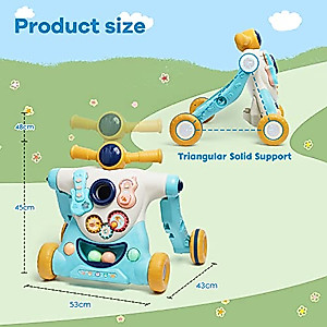 Baby Sit-to-Stand Learning Walker, 3 in 1 Baby Walker for Boys Girls Toddlers, Educational Baby Push Walkers with Entertainment Activity Center, Baby Music Learning Toy Gift for Infant
