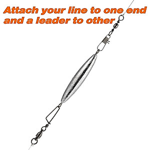 Dr.Fish 5 Pack Trolling Sinker Inline Lead Fishing Weight Vertical Lead Double Ring Fishing Sinker Bottom Fishing Freshwater 2 OZ