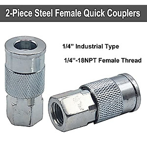 YOTOO 19 Pieces Air Hose Fittings, 1/4 NPT Industrial Air Coupler & Plug Kit