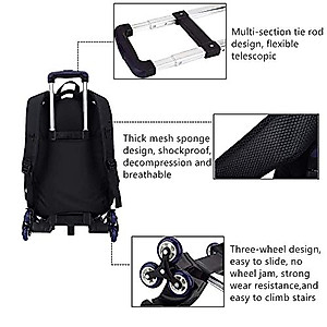 Armbq Boys Rolling Backpack with Wheels Teens Trolley Bookbag Kids Wheeled Backpack Middle and Elementary Travel Luggage School Bags