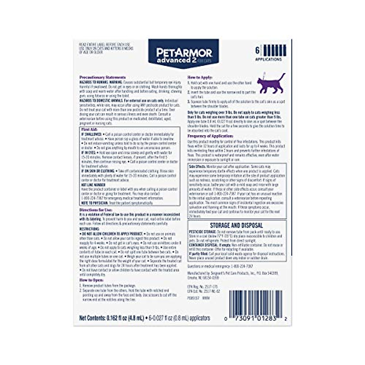 PetArmor Advanced 2 Flea Prevention for Large Cats, 6 Month Supply