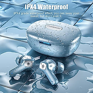 PHOINIKAS Wireless Earbuds, Q16 Bluetooth in Ear Headphones with Active Noise Cancelling Mic, Touch Control, IPX4 Waterproof Bluetooth 5.0 Stereo Music Earphones for Phone - Sierra Blue