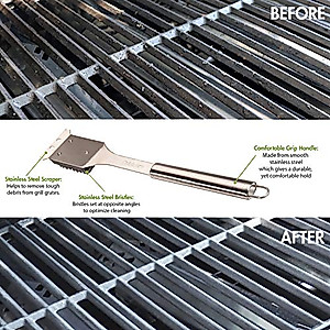 Cuisinart CCB-5014 BBQ Grill Cleaning Brush and Scraper, 16.5", Stainless Steel, 16. 5"
