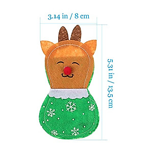 UPKOCH Christmas Silverware Holders Tableware Bag: 3Pcs Santa Snowman Reindeer Cutlery Suit Spoons Forks Pocket Holiday Utensil Bag Xmas Table Decorations
