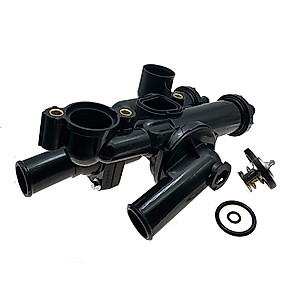 Engine Coolant Thermostat Housing Assembly for Chrysle 200 Sebring Dodge Avenger Caliber Journey Compass Patriot Replace 68003582AB 06508355AA 4884571AB 4884873AA 55111016AD 55111017AC