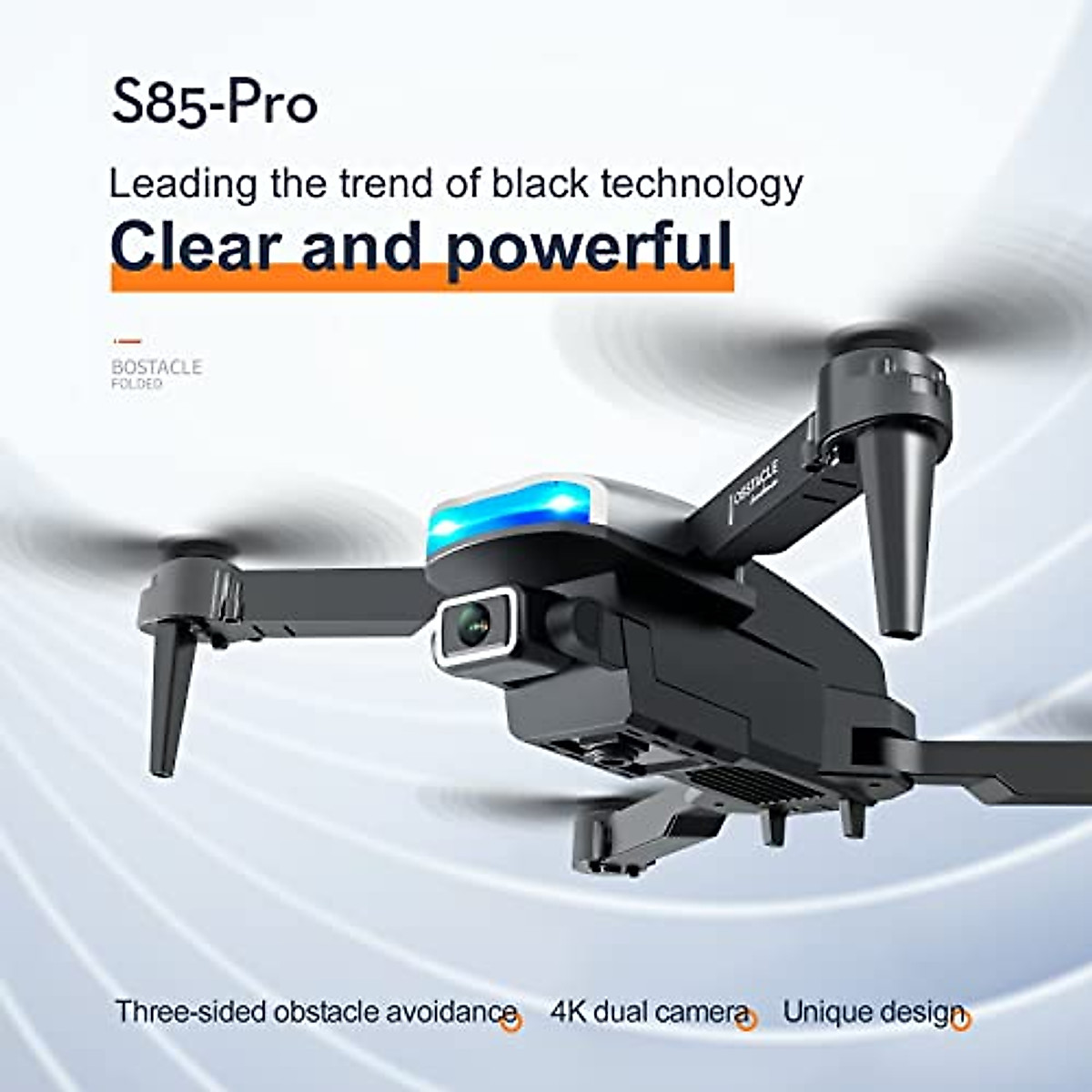 Bzdzmqm Drone with Dual 4K Camera, 2023 Foldable HD Drone for Kids & Adults, RC Quadcopter Helicopter, 3-Sided Infrared Avoidance, WiFi FPV, Altitude Hold, Headless Mode, LED Night Wide