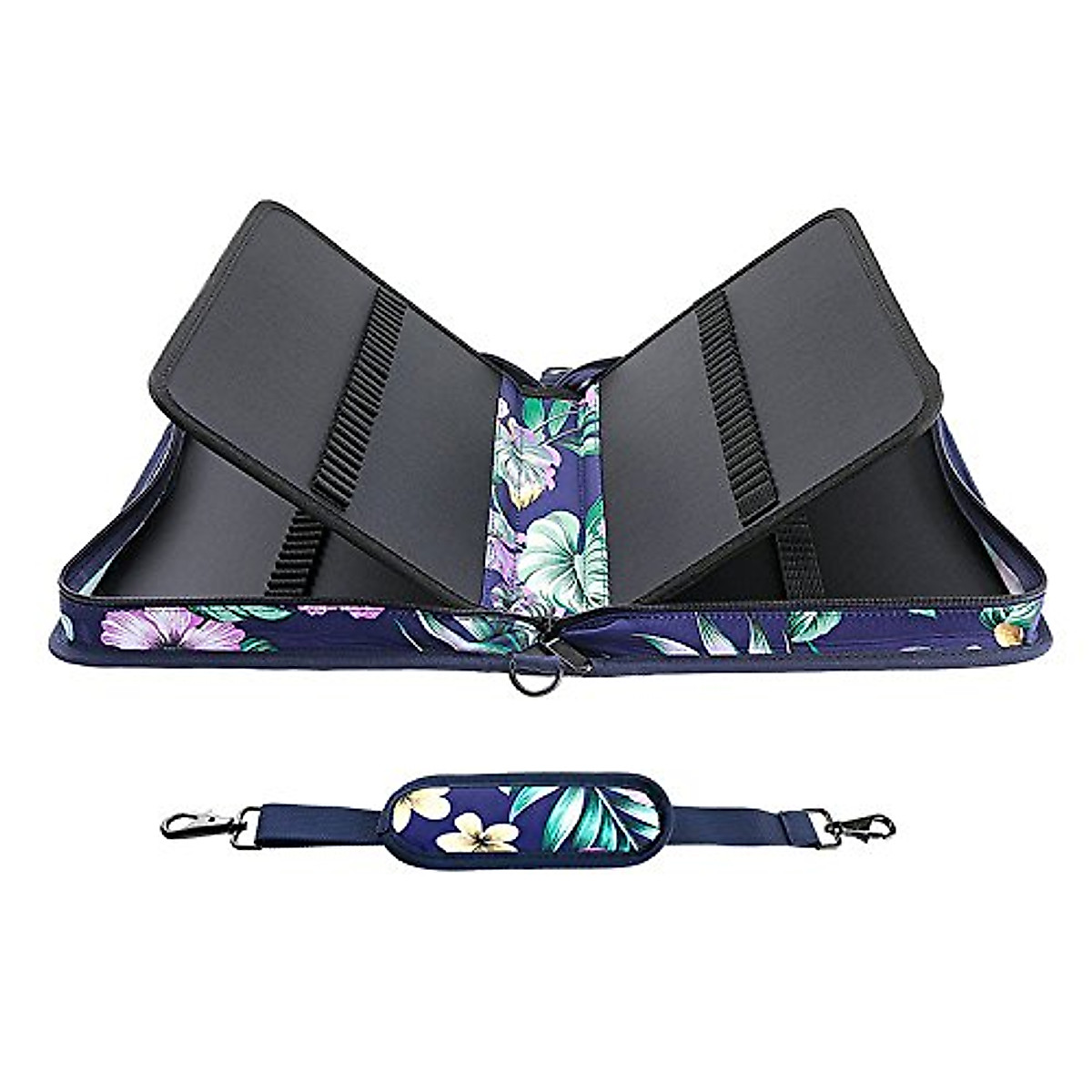 Shulaner 160 Slots Colored Pencil Case Organizer Sinensis Flower Large Capacity Portable Pencil Bag (160-Flower-Blue)