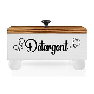 Laundry Pods Container with Lid, Wood Laundry Pods Holder Container for Laundry Room Decor, Laundry Detergent Container for Laundry Room Organization and Storage, Laundry Pods Storage for Laundry Room