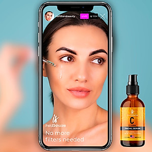 InstaSkincare Vitamin C Serum for Face and Eyes with Hyaluronic Acid and Vitamin E - Brightening Serum, Dark Spots, Eye Area, Wrinkles 2Oz