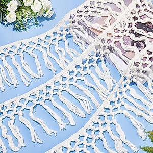 WEBEEDY 5 Yards 13cm Wide Tassel Fringe Trim White Trim Fringe by The yard Boho Tassel Ribbon for Table Clothes Accessories Lamp Shade Decoration Wedding Dress Sewing Edging Crafts, Beige