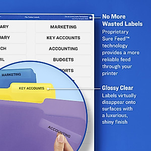 Avery Clear Self-Adhesive Filing Labels, 2/3" x 3-7/16", 450 Printable Labels, Glossy Clear (5029)