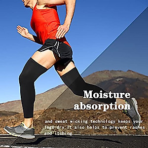 Skylety Compression Leg Sleeve Full Length Leg Sleeves Sports Cycling Leg Sleeves for Men Women, Running, Basketball (4 Pieces,Black and White,L)