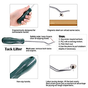 Hilitchi 5 Pcs Upholstery Tools Double-Faced Soft Mallet Tack Hammer with Two Replacement Heads, Decorative Tacks Staple Nails Lifter and Removal Pliers, Hammer Also for Leather, Jewelry Craft Project