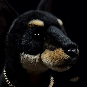 ZHONGXIN MADE Simulation Doberman Stuffed Animal Puppy Dog - 12 inch Plush Toy, Best Plush Toys for Girls & Boys as Gift