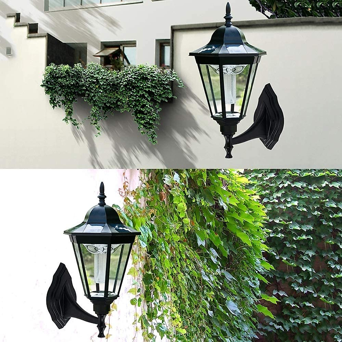 Ksovv LED Solar Glass Lantern Outdoor Aluminum Wall Lights Waterproof IP54 Home Garden Wall Sconce Anti-Rust Die-cast Aluminum Door Wall Lamps Terrace Intelligent Light