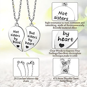 Top Plaza 2 Pcs Best Friends Friendship Bff Sister Gifts Necklaces Set Puzzle Matching Heart Alloy Pendant Necklaces - Not sisters by blood/But sister by heart