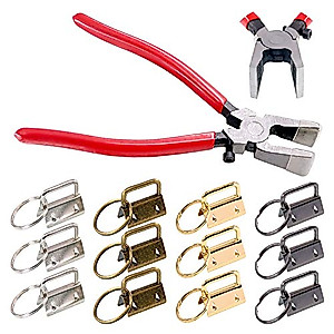 Keadic 41 Sets 1 Inch 4 Colors Key Fob Hardware with Key Fob Plier Kit, Glass Cutting Tool Attached with Rubber Tips, Perfect for Wristlet Key Fobs, Key Lanyard and Key Chain Making Hardware Supplies