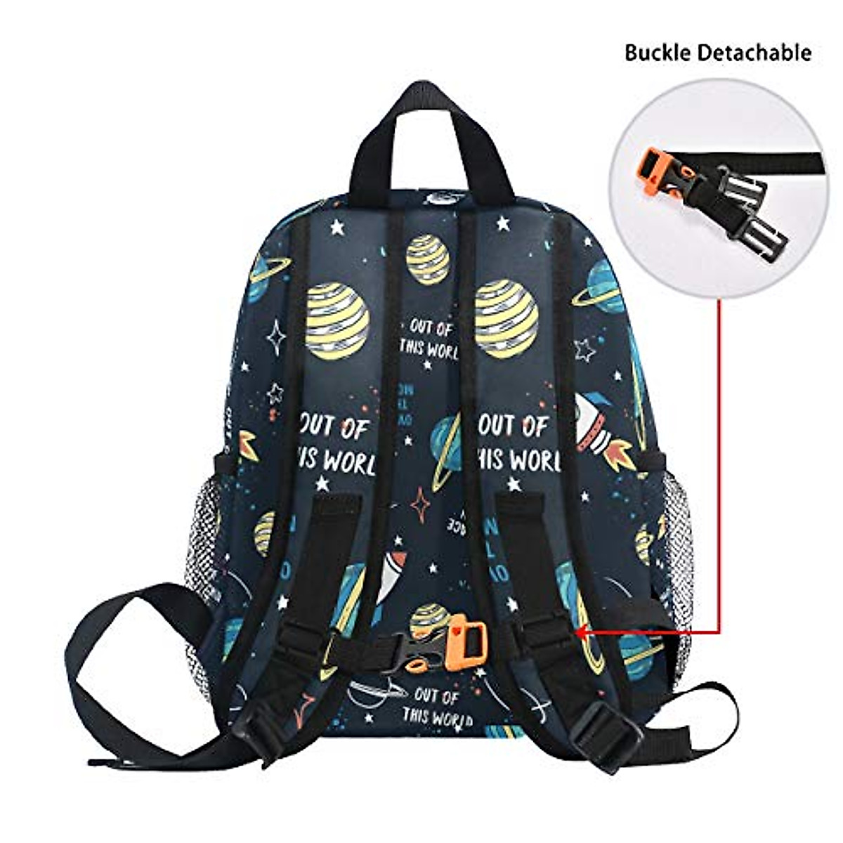 Wamika Space Rocket Universe Galaxy Backpack for Kids Girls Boys Sun Moon Bookbag Daypack with Chest Strap Mini Elementary School Bags Water Resistant Durable for School Student
