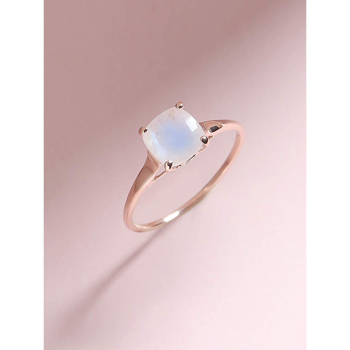 YoTreasure 1.88 Cts Rainbow Moonstone Solid 10k Rose Gold Ring Jewelry