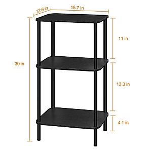 BTY Industrial 3 Tier Tall Side Table, 30" H, Black, Console Table, End Table