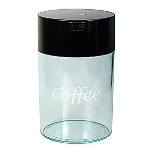 Coffeevac 1 lb - The Ultimate Vacuum Sealed Coffee Container, Black Cap & Clear Body w/Logo