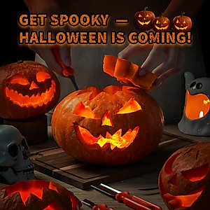 RVXHUA 10PCS Pumpkin Carving Kit, Professional Halloween Decoration Set, Stainless Steel Tools with Carrying Bag, Jack-o'-lantern Knife Kit for Kids, Adults, and Family DIY Gift