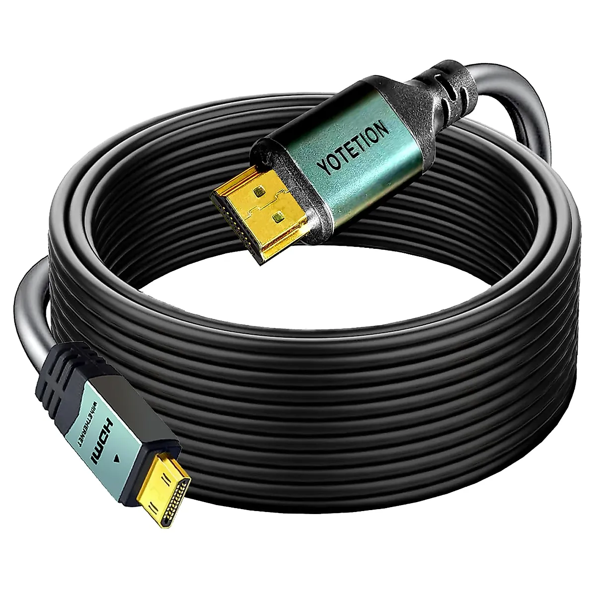 YOTETION Mini HDMI to HDMI Cable 50FT, High-Speed HDMI to Mini HDMI Support 3D 4K/60Hz 1080p 720p Compatible with Camera, Camcorder, Tablet and Graphics/Video Card, Laptop, Raspberry Pi Zero W