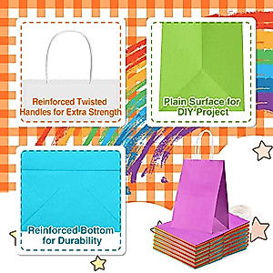 SHOPDAY 36 PCS Party Favor Bags 8x4.25x10.5 Gift Bags with Handles Bulk, Rainbow Kraft Paper Bags Goodie Bags 6 Assorted Colors Birthday Gift Bags Medium Sizes for Kids Wedding Craft Baby Shower Christmas