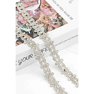 Rhinestone Belt Sliver Sparkly Crystal Dimonad Belt for Women Dresses Wedding Dress Bridal Belt Sliver Loop