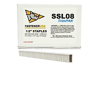 1/2" Leg x 1/4" Crown 18GA 304SS L08 Staples 2,000ct | SSL08T2