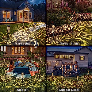 Go2garden Solar Lights Decorative, 6Pcs Tall Solar Stakes Lights Outdoor Waterproof for Patio, Yard, Pathway, Outdoor, Lawn Decor Landscape Lighting (Black)