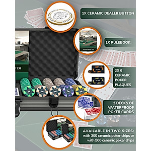 Bullets Playing Cards Poker Sets with Case - Versatile Denominations for Poker, Blackjack, & Casino Games - Durable & Complete Set - Poker Case with 500 Ceramic Poker Chips 'Richie' with Values