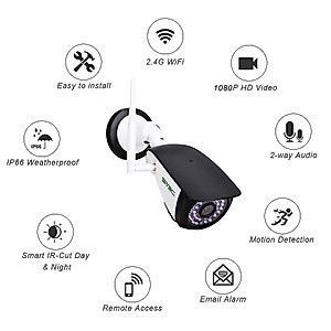 SV3C WiFi Security Cameras Outdoor, 2 Pack 1080P Two-Way Audio Exterior IP Camera, Outside Surveillance Cam Supports Motion Detection, ONVIF Conformance, IP66 Waterproof, RTSP,Max 128GB SD Card Record