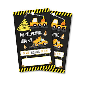 Your Main Event Prints 25 Count Construction Thank You Hang Tag 2"x3.5" - Perfect for Baby Showers, Birthdays, or Special Events