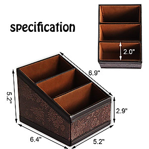 Daixers PU Leather Remote Control Holder Storage Container for TV Remote Phone Caddy Eyeglasses