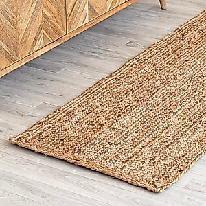 HOMEMONDE Jute Runner Rug 2x6 feet Braided Handmade Hallways Area Rug for Living Room, Bedroom and Kitchen