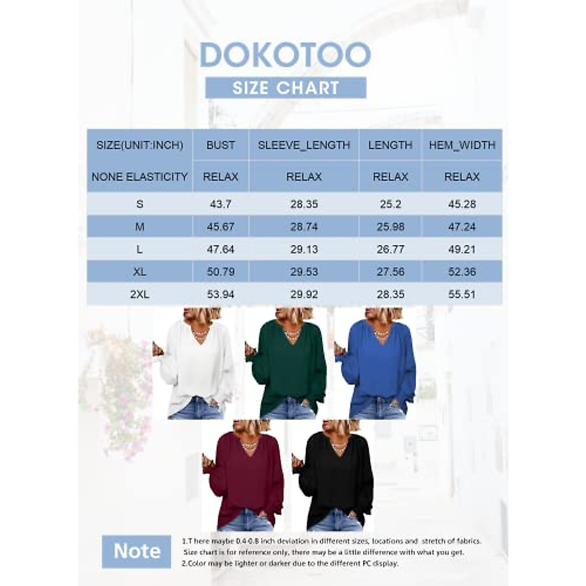 Dokotoo Womens Plus Size V Neck Chiffon Tunic Tops - Stylish Smocked Long Sleeve Shirts (XXL, Black)
