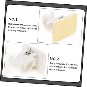 DOITOOL 40 Pcs Curtain Rod Hanger No Drill Curtain Rod Brackets Curtain Hooks for Wall Curtain Rods No Drilling Adjustable Drop Hitch No Nail Curtain Rod Shower Curtain Rod Holders White