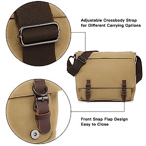 Dasein Large Vintage Canvas Messenger Shoulder Bag, Beige, 15in Laptop