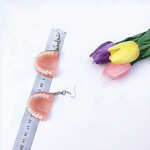 GBAHFY Denture Earrings Funny Hand-made Ear Pendant Tooth Shaped Earrings Exaggerated Ear Decors for Party Festival Woman (Tooth Shaped Earrings)