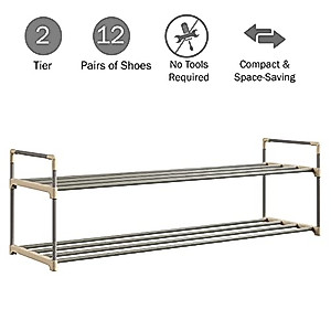 Home Complete Shoe Storage Rack, 2-Tier Organizer for Closet, Bathroom, Entryway