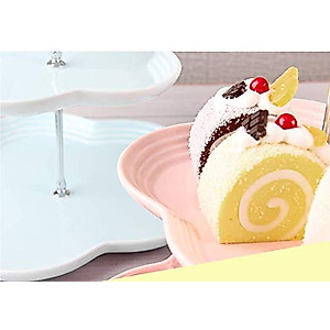 1Set 3 Tier Heavy Duty Metal Cake Stand Handle Fruit Dessert Cupcake Plate Stand Centre Handle Fitttings Round Hardware Rod Holder with Stylus(Silver)