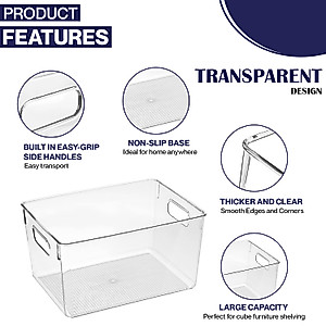 Clear Plastic Storage Bins With Lids, Perfect for Kitchen Organization or Pantry Organization and Storage, Fridge Organizer Plastic Bins, Pantry Organization and Storage Bins, Cabinet Organizers